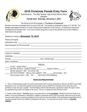 Fillable Online 2019 Christmas Parade Entry Form Fax Email Print ...