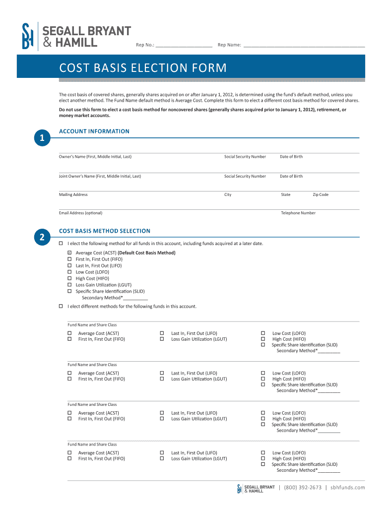 Fillable Online Cost Basis Reporting FAQsInternal Revenue Service Fax ...