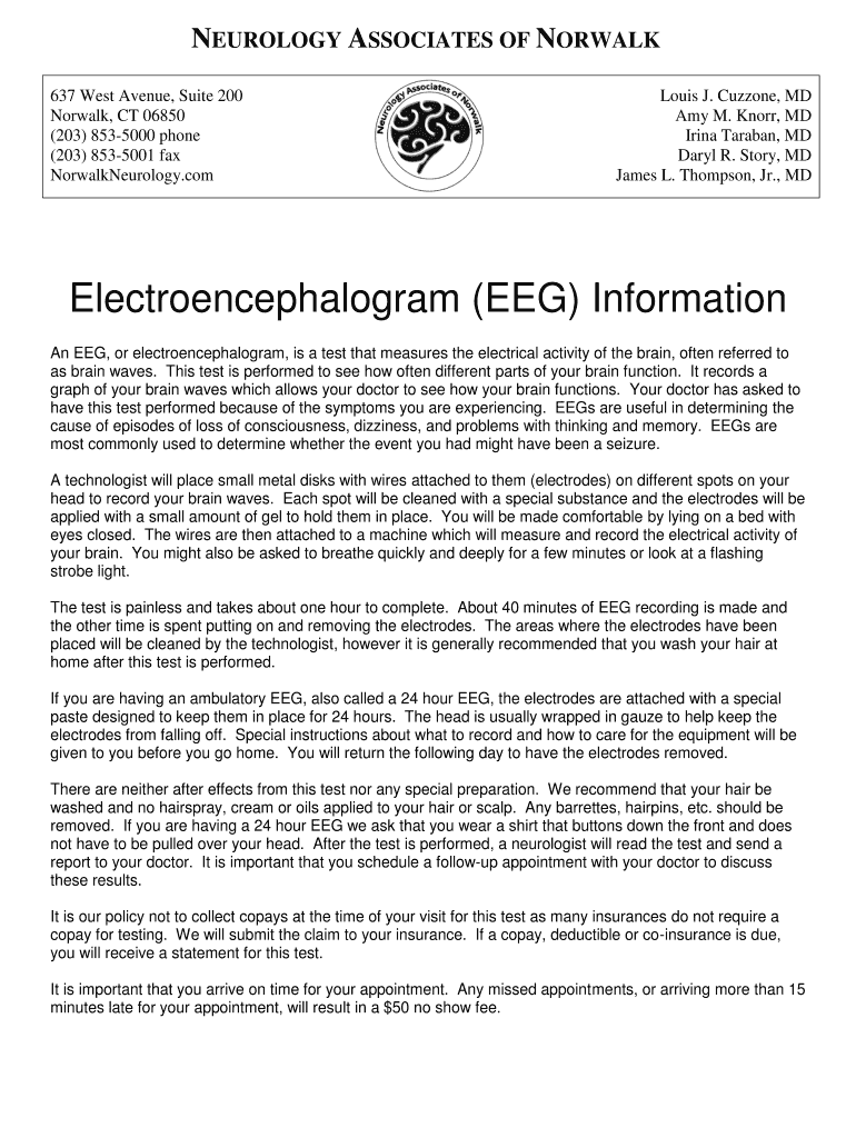 Fillable Online Link to EEG Form - Neurology Associates of Norwalk Fax ...