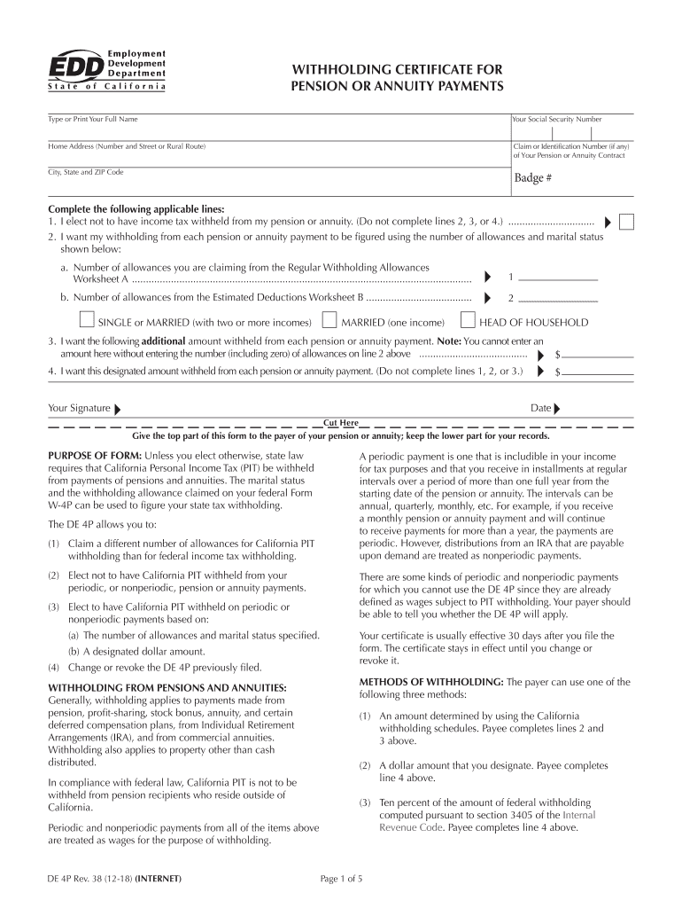 Fillable Online About Form W-4 P, Withholding Certificate for Pension ...