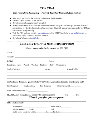 Fillable Online PTA Membership - Hembree Springs Elementary School Fax ...