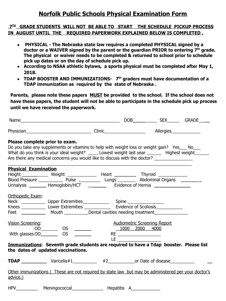Fillable Online SPS Middle School Physical Form 2018 - Suffolk Public ...