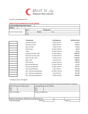 Fillable Online redcrescent org First Aid Training Request Form ...