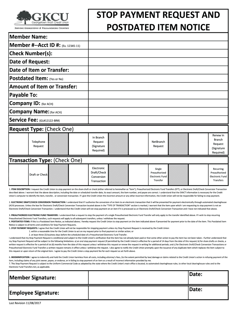 Fillable Online Stop Payment Form.xlsx Fax Email Print - pdfFiller