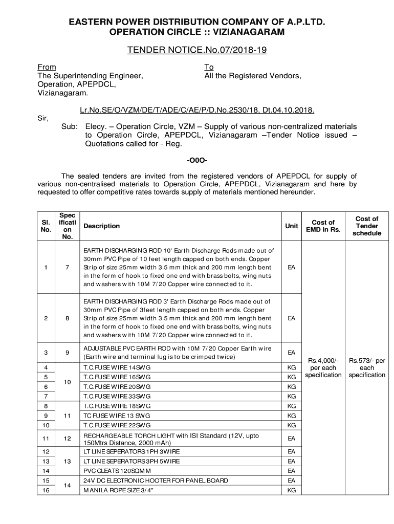 Fillable Online Operation, APEPDCL, Fax Email Print - pdfFiller