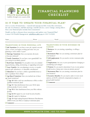 Fillable Online Financial Planning Checklist - FAI Wealth Management ...