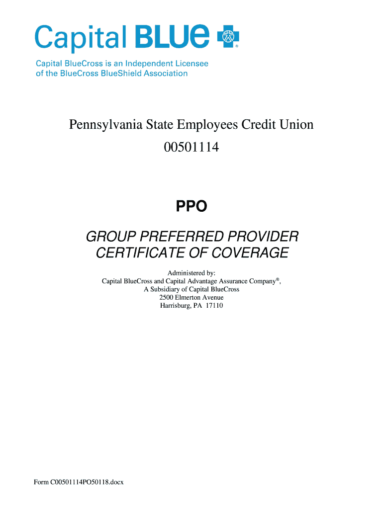 Fillable Online PPO Group Preferred Provider Certificate of Coverage ...