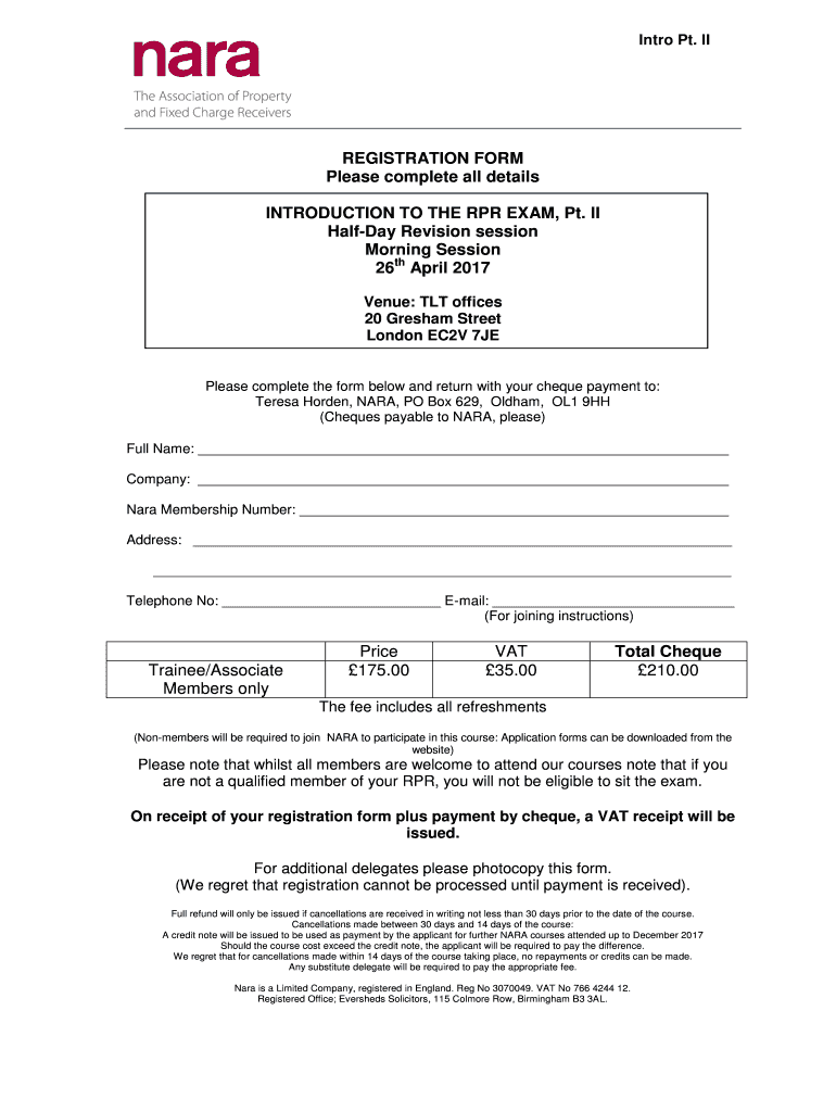 Fillable Online INTRODUCTION TO THE RPR EXAM, Pt Fax Email Print ...