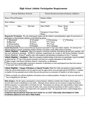 Fillable Online High School Athletic Participation Requirements Form ...