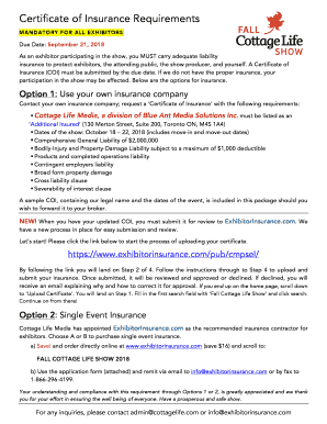 Fillable Online Certificate of Insurance Requirements CLF18 Fax Email ...