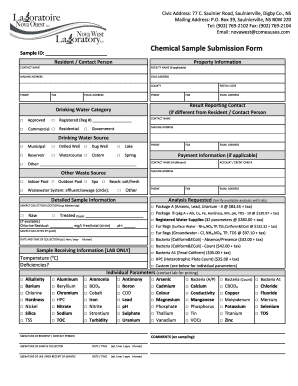 Fillable Online Fillable Online Chemical Sample Submission Form Fax ...