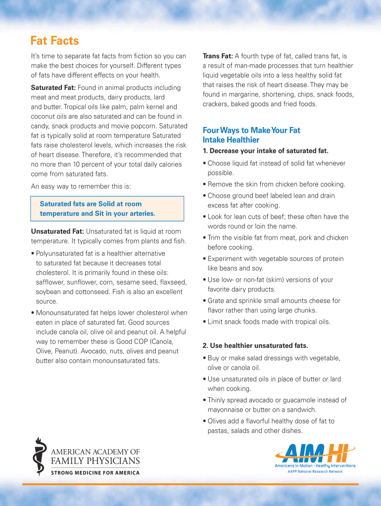 Fillable Online The Facts on Fats - American Heart Association Fax ...