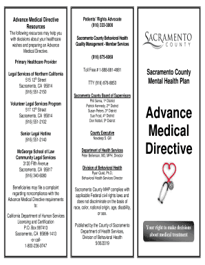 Fillable Online Advance Medical Directive Brochure - Department of ...