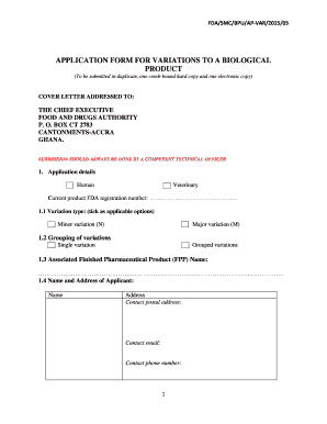 Fillable Online application form for variations to a biological product ...