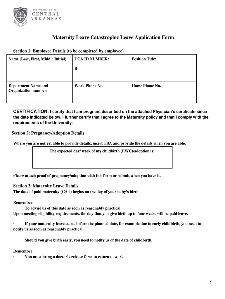 Maternity Leave Form - Fill Online, Printable, Fillable, Blank | pdfFiller