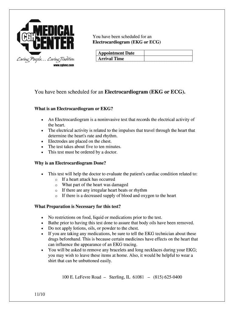 Fillable Online What is an electrocardiogram (EKG)?Heart and ...