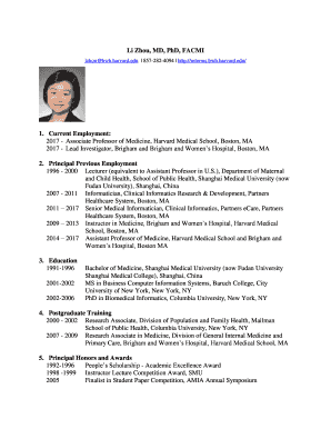 Fillable Online Li Zhou, MD, PhD - Department of Medicine - Brigham and ...