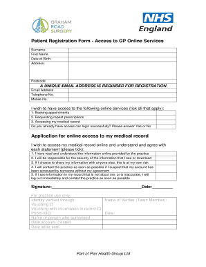Fillable Online Patient Registration Form - Access to GP Online ...