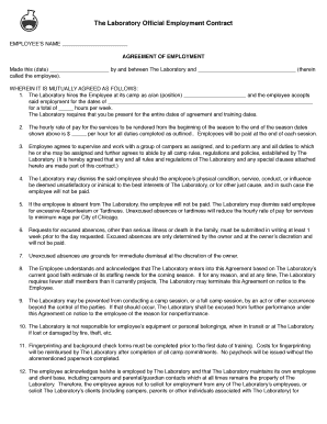 Fillable Online The Laboratory Official Employment Contract Fax Email ...