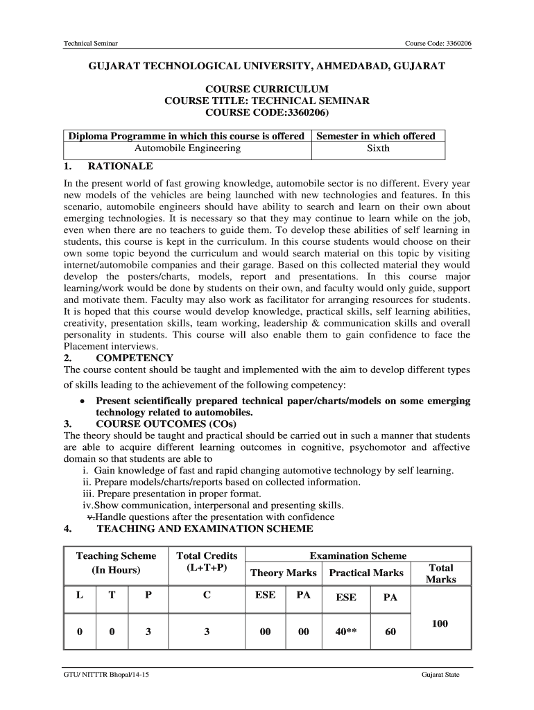 Fillable Online 3360206 - Gujarat Technological University Fax Email Print - pdfFiller