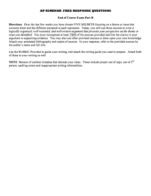 Fillable Online AP SEMINAR FREE RESPONSE QUESTIONS End of Course ...