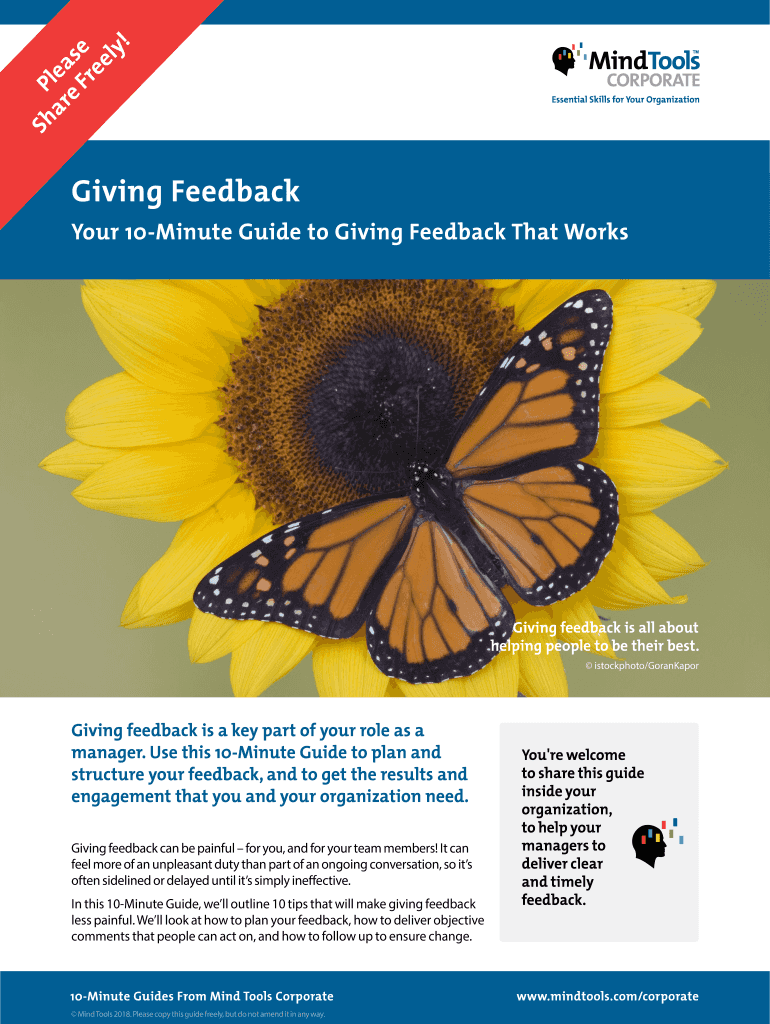 Fillable Online Giving Feedback - Mind Tools L&D Blog Fax Email Print ...