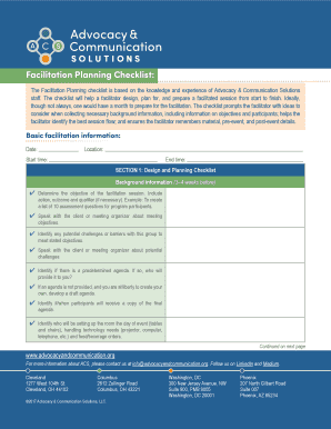 Fillable Online Facilitation Planning Checklist: Fax Email Print ...