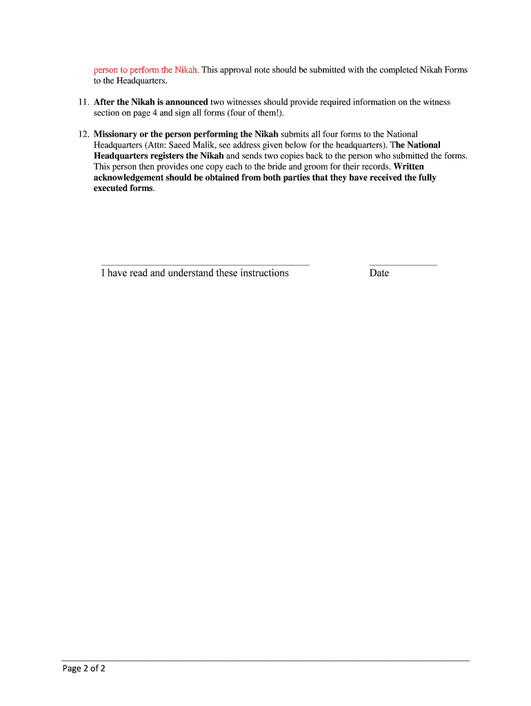 Nikah Form Instructions - Fill Out, Sign & Share Online | pdfFiller
