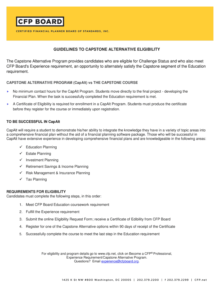 Fillable Online Alternative Capstone Eligibility Request FormCFP Board Fax Email Print - pdfFiller