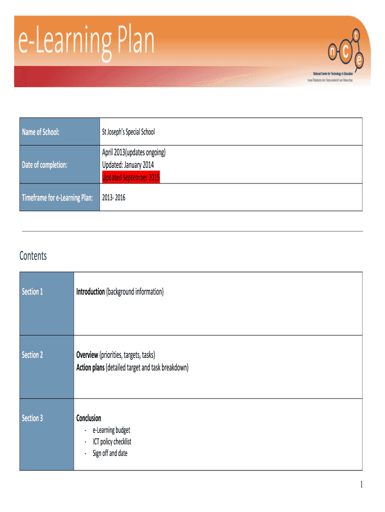 Fillable Online e-Learning Plan Template Fax Email Print - pdfFiller
