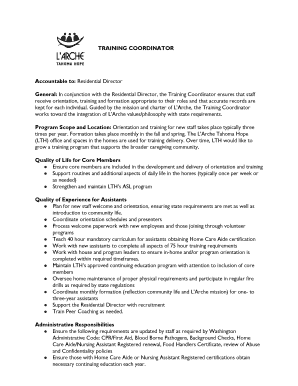 Fillable Online Residential Director Core (RDC) Training Program ...