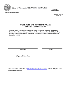 Fillable Online dma wi DMA Employee Work Rules Fax Email Print - pdfFiller