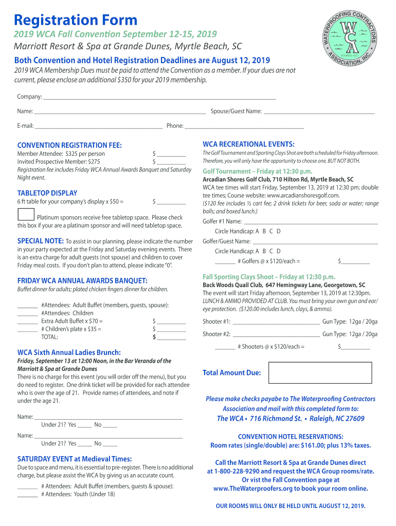 Fillable Online Registration Form - The Waterproofing Contractors Association Fax Email Print ...