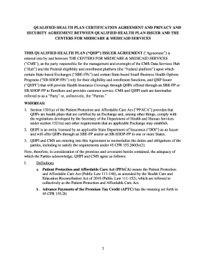Fillable Online THIS QUALIFIED HEALTH PLAN (QHP) ISSUER AGREEMENT ...