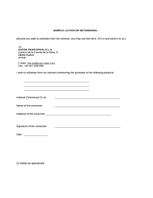 Template of the withdrawal - Notice of withdrawal from ... Doc Template ...