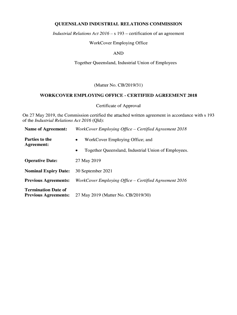 Fillable Online workcover employing office - Queensland Industrial ...