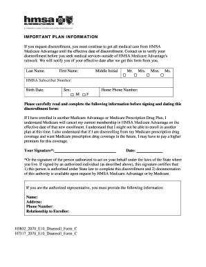 Fillable Online 2020 HMSA Medicare Advantage Disenrollment Request Form ...