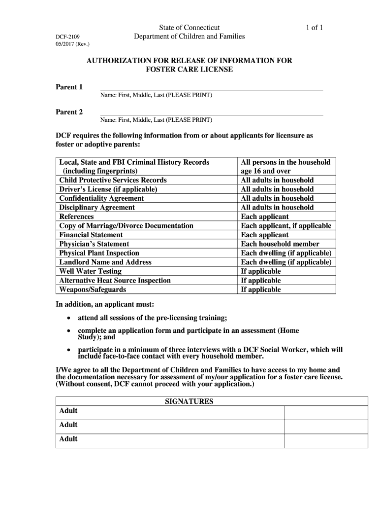 Fillable Online INFORMATION CONSENT FORM FOR FOSTER CARE OR ADOPTION ...