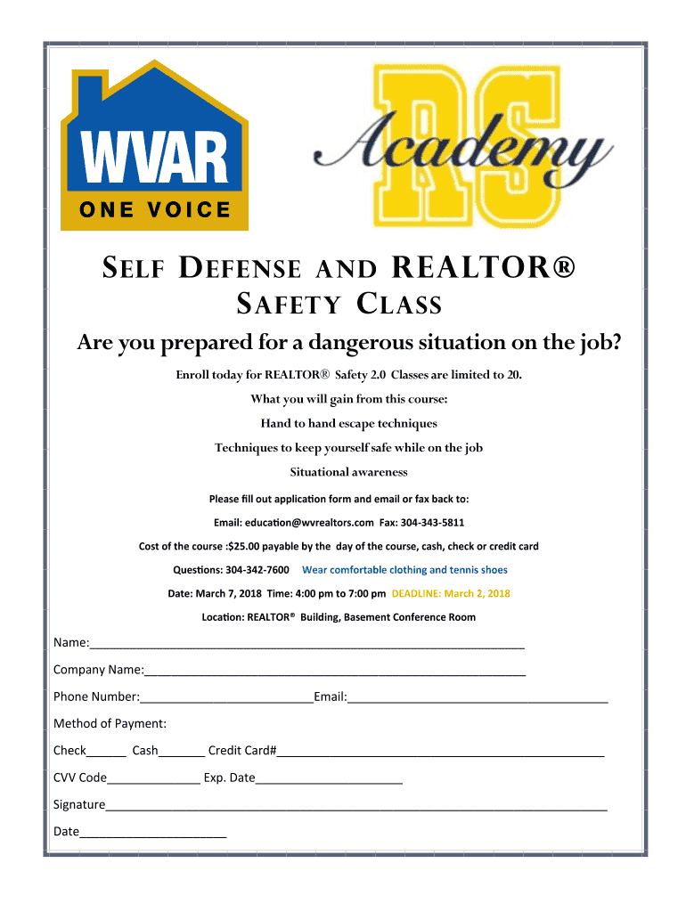 Fillable Online SELF DEFENSE AND REALTOR SAFETY CLASS Fax Email Print ...