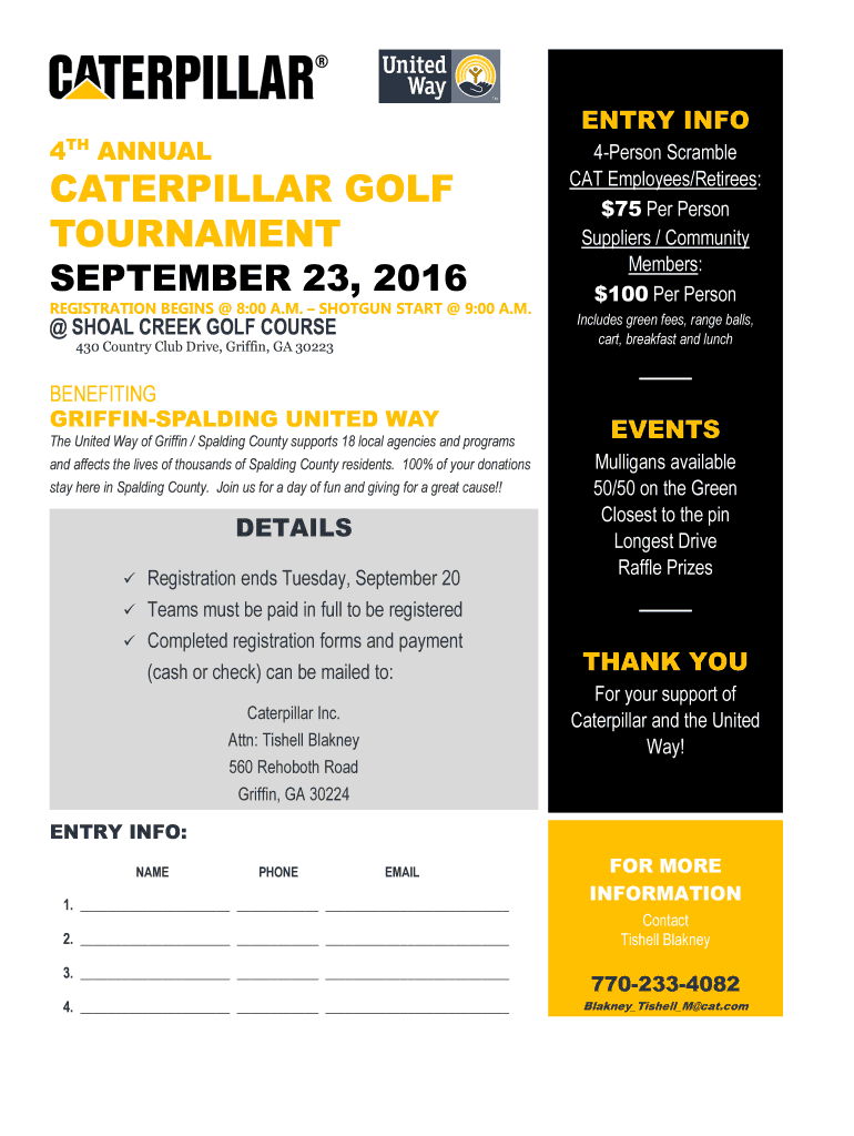 Fillable Online caterpillar golf tournament - Griffin-Spalding County ...