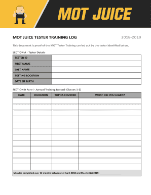 Fillable Online Tester Training Log Template Fax Email Print - pdfFiller