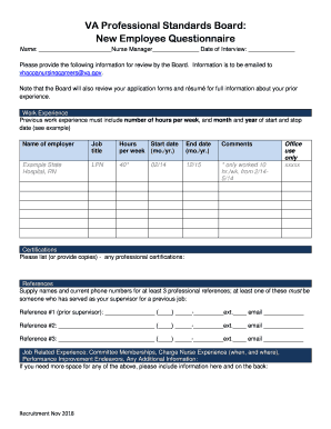 Fillable Online VA Professional Standards Board: New Employee ...