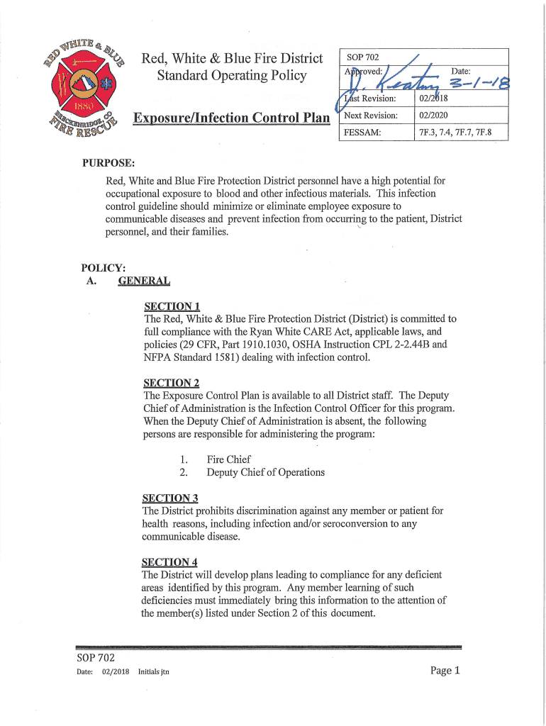 Fillable Online Middletown Township Fire Department Exposure Control ...