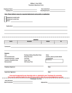 Fillable Online Timesheet Adjustment Form.xlsx Fax Email Print - pdfFiller