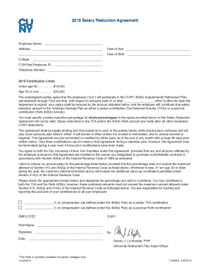 Fillable Online 2019 Salary Reduction Agreement Fax Email Print - pdfFiller