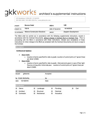 Fillable Online Architect's Supplemental Instructions - Coleman ...