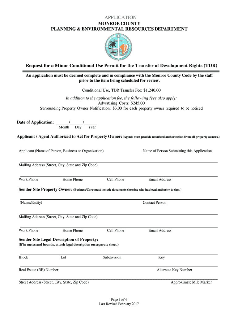 Fillable Online TDR Transfer of Development Rights Application - Monroe ...