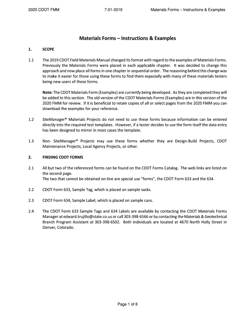 Fillable Online Appendix N - Current CDOT Materials Forms List Fax ...