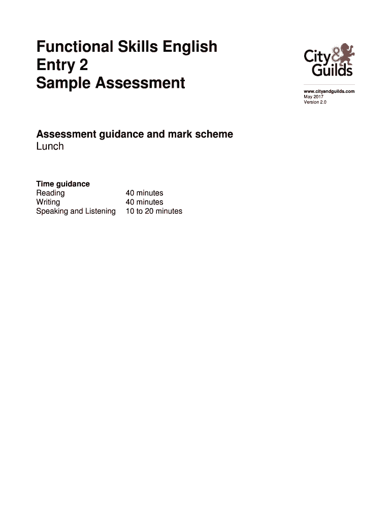 Fillable Online Functional Skills English Entry 3 Sample Assessment ...