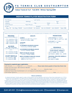 Fillable Online Indoor Player Registration Form Fax Email Print - pdfFiller